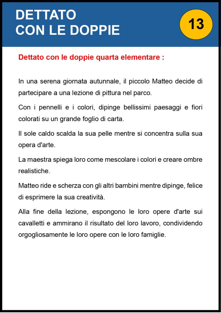 Dettati con Doppie : Esercizi Gratuiti da stampare (PDF)