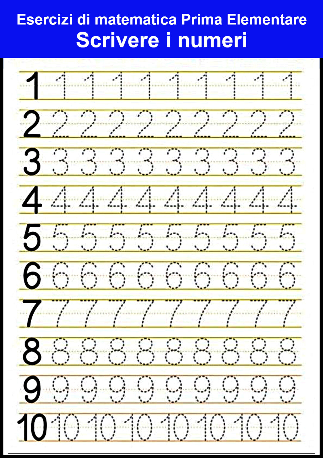 Esercizi di Matematica di Prima Elementare : PDF da stampare