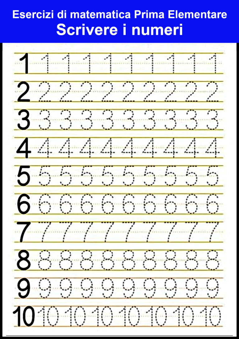 Esercizi di Matematica di Prima Elementare : PDF da stampare