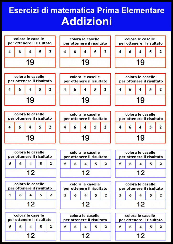 Esercizi di Matematica di Prima Elementare : PDF da stampare