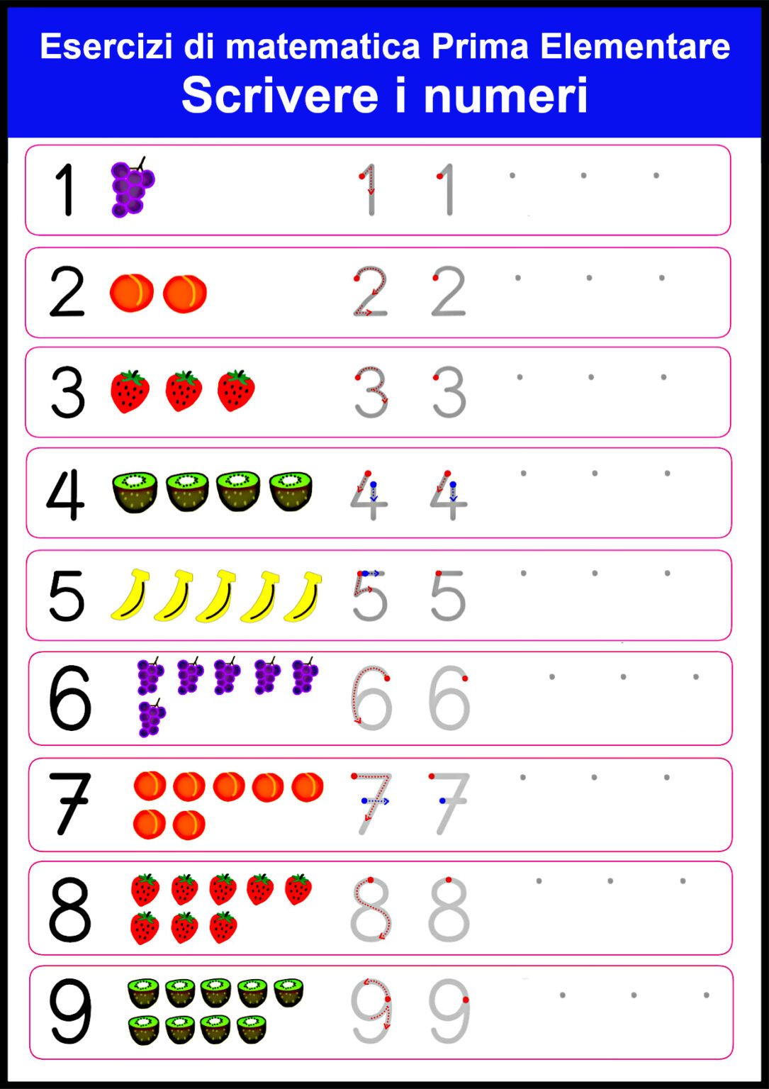 Esercizi di Matematica di Prima Elementare : PDF da stampare