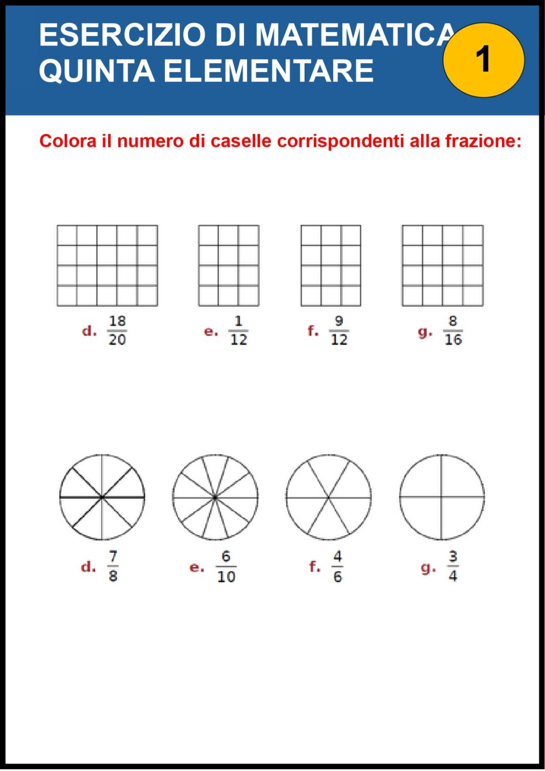 Esercizi Matematica Quinta Elementare