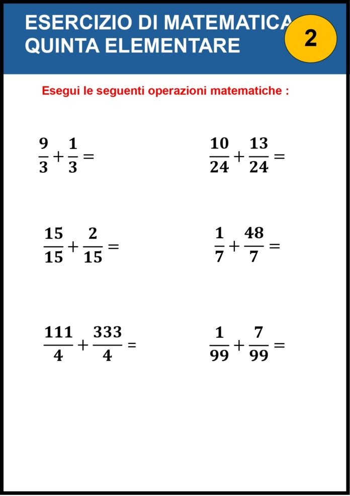 Esercizi Matematica Quinta Elementare