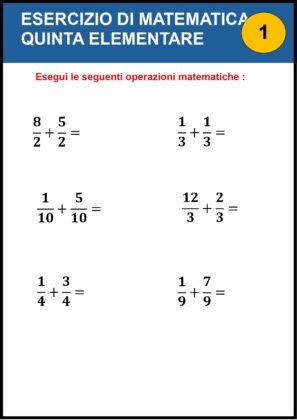 Esercizi Matematica Quinta Elementare
