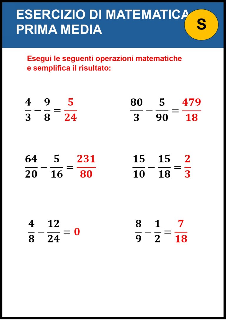 Esercizi Matematica Prima Media da stampare (PDF)
