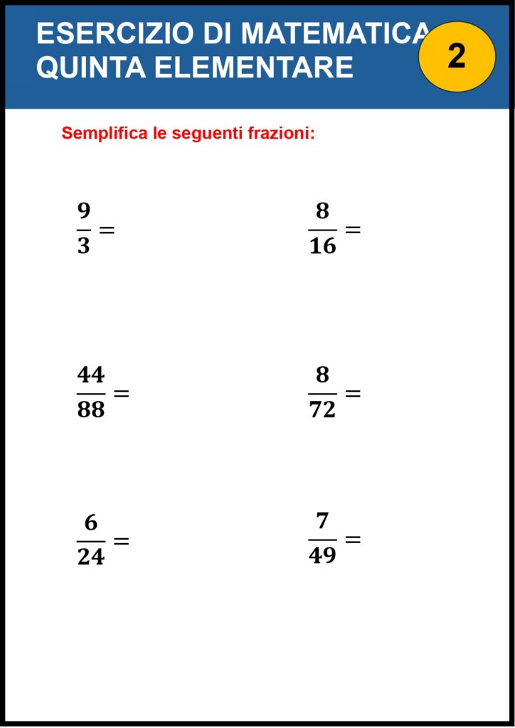 Esercizi Matematica Quinta Elementare
