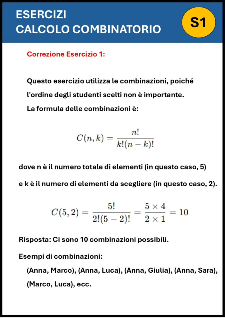 Esercizi Calcolo Combinatorio Esercizi Calcolo Combinatorio