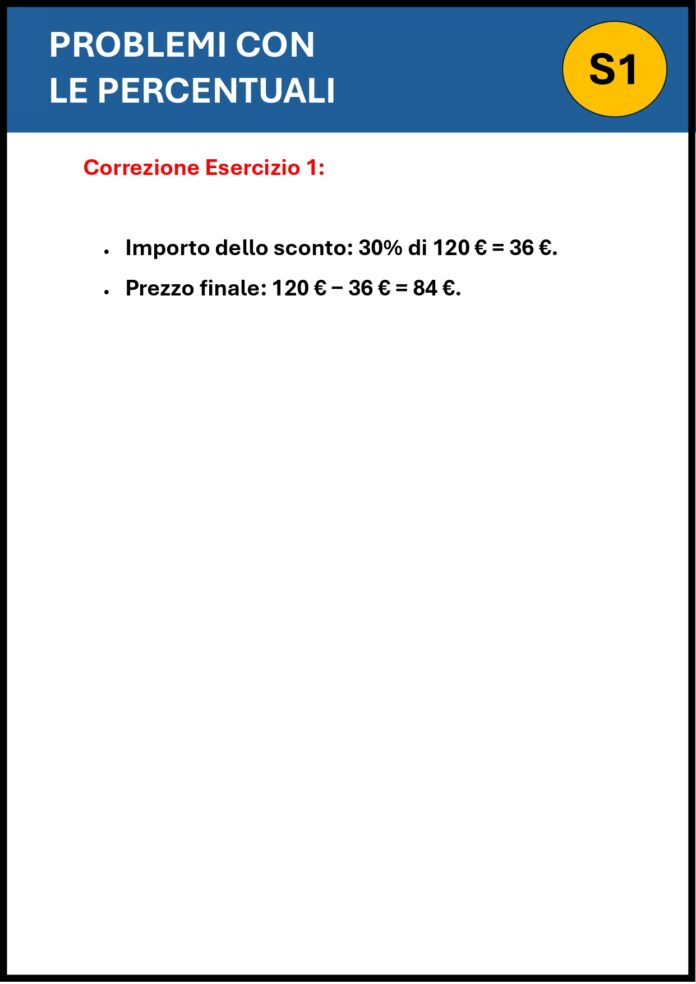 Esercizi sulle Percentuali da stampare (PDF)