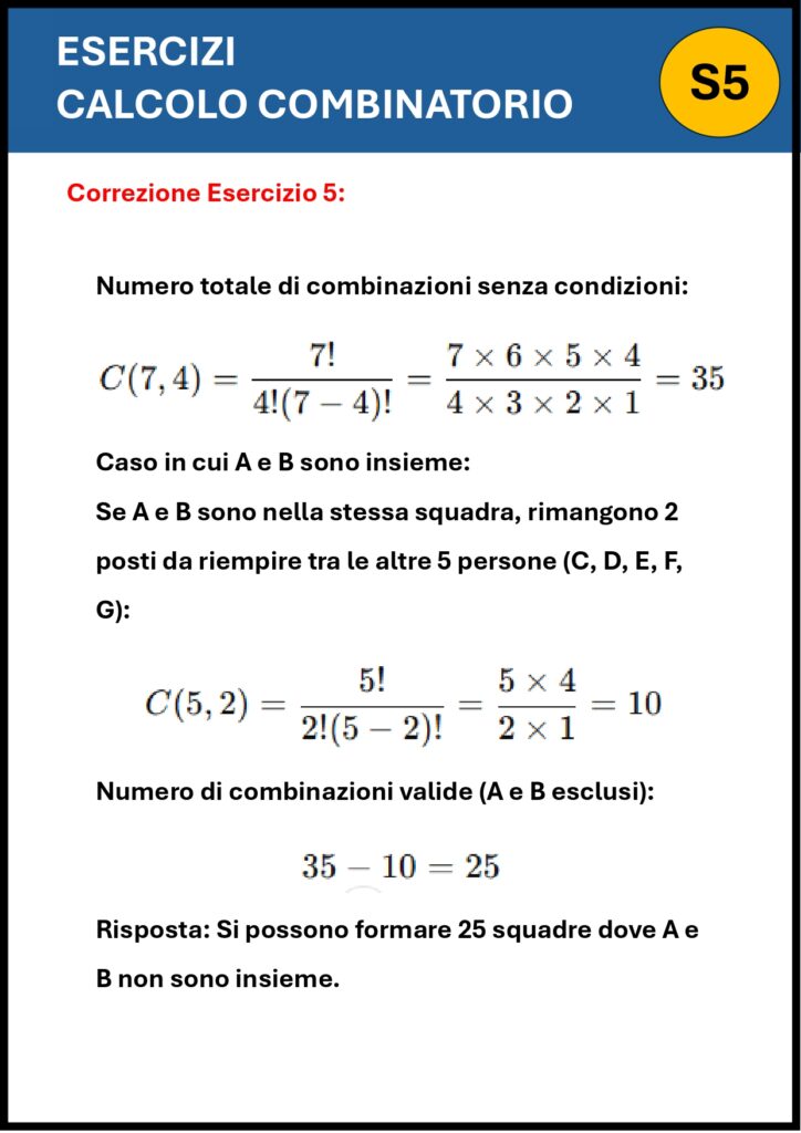 Esercizi Calcolo Combinatorio
