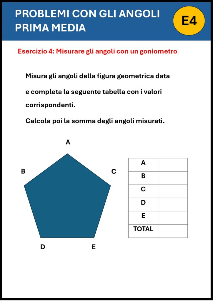 Problemi con gli Angoli Prima Media PDF da stampare