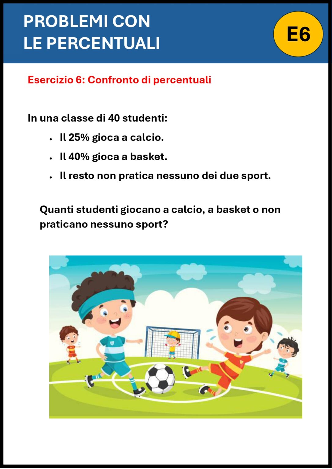 Esercizi sulle Percentuali da stampare (PDF)