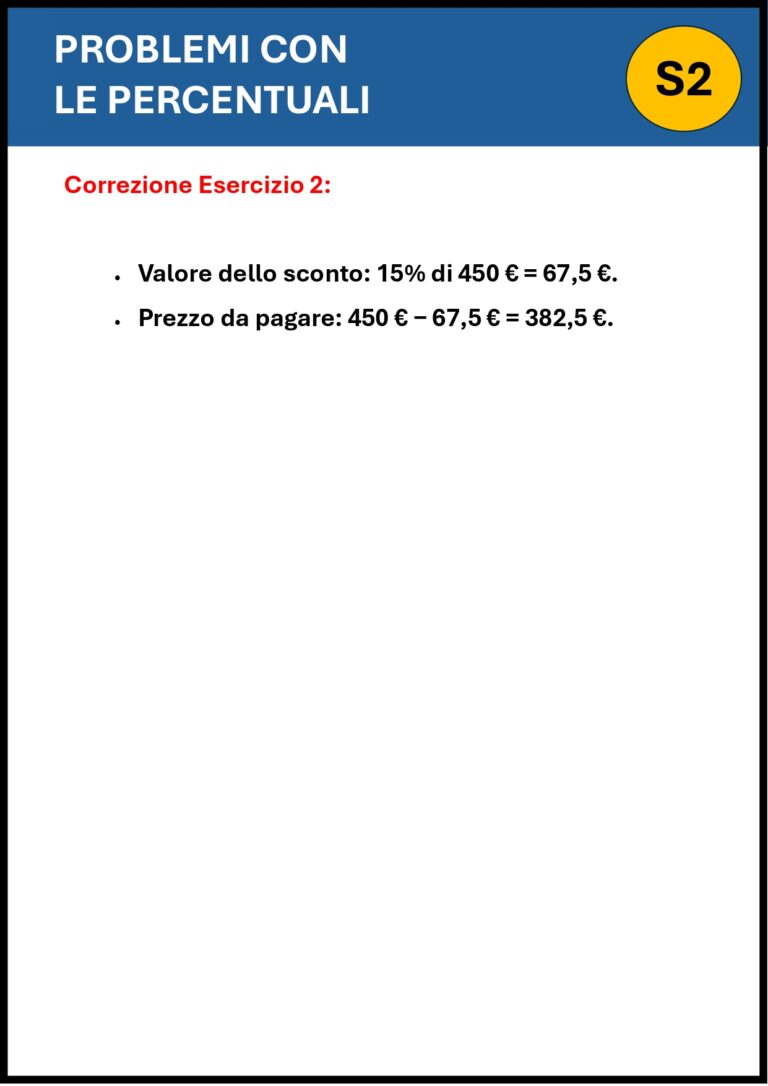 Esercizi sulle Percentuali da stampare (PDF)