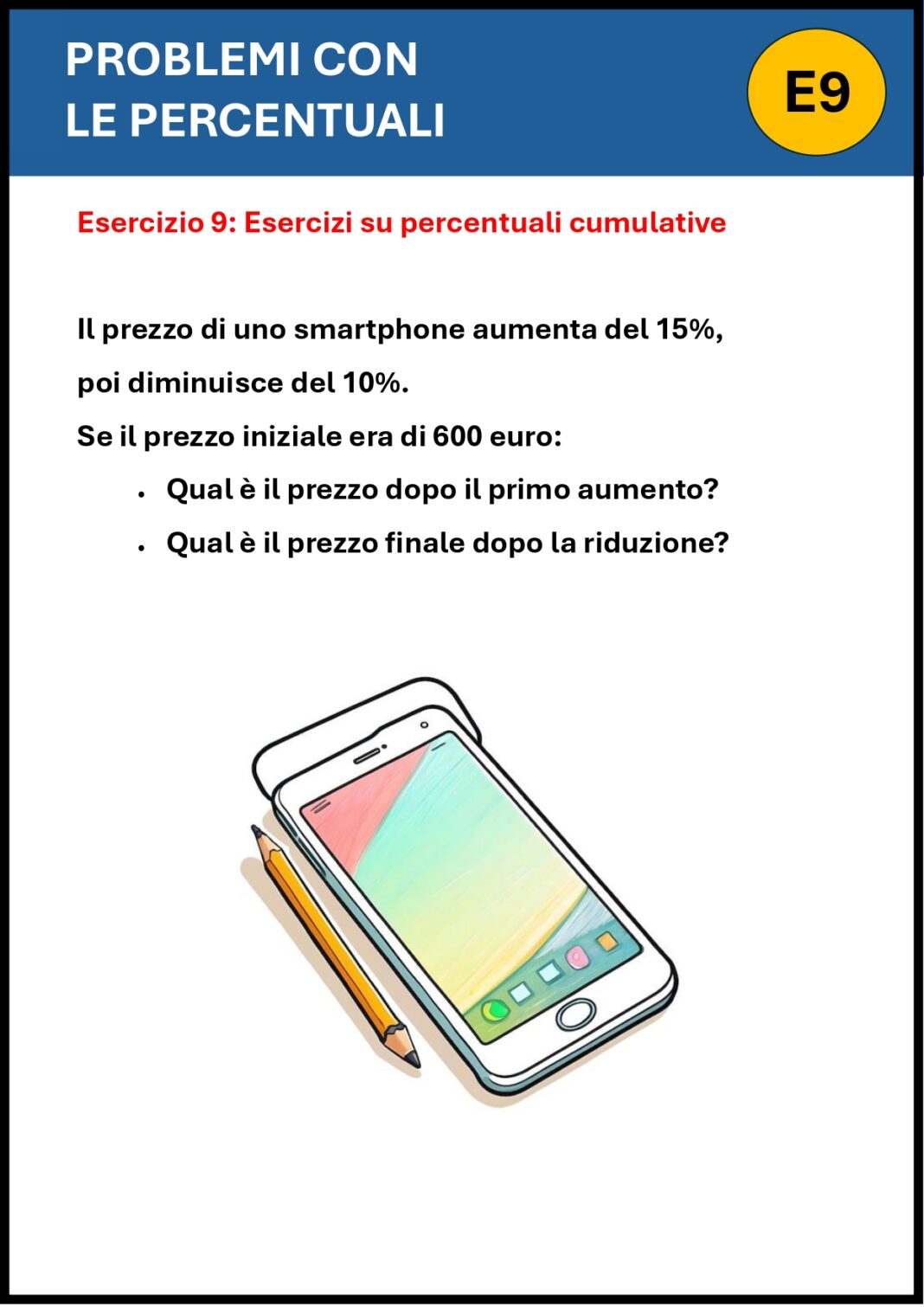 Esercizi sulle Percentuali da stampare (PDF)