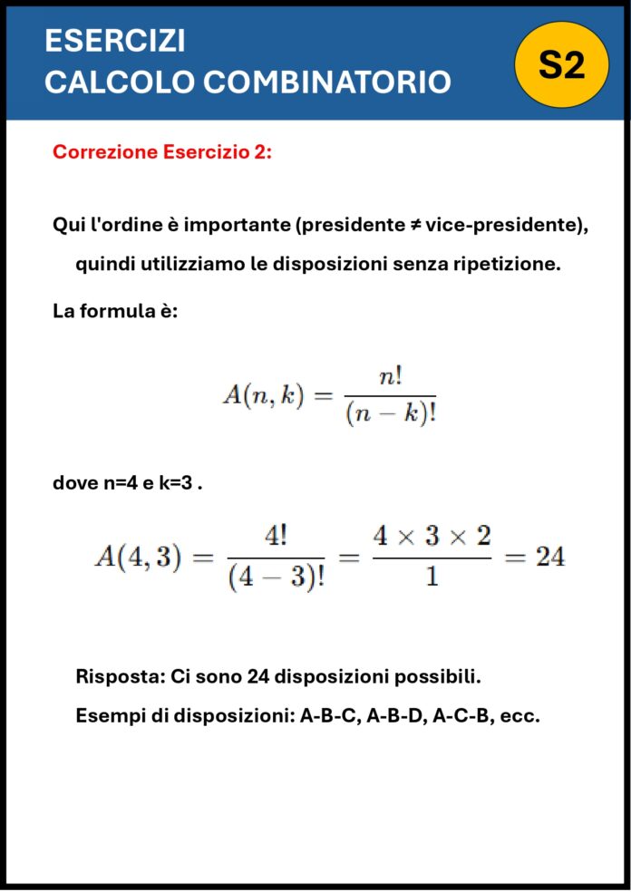Esercizi Calcolo Combinatorio