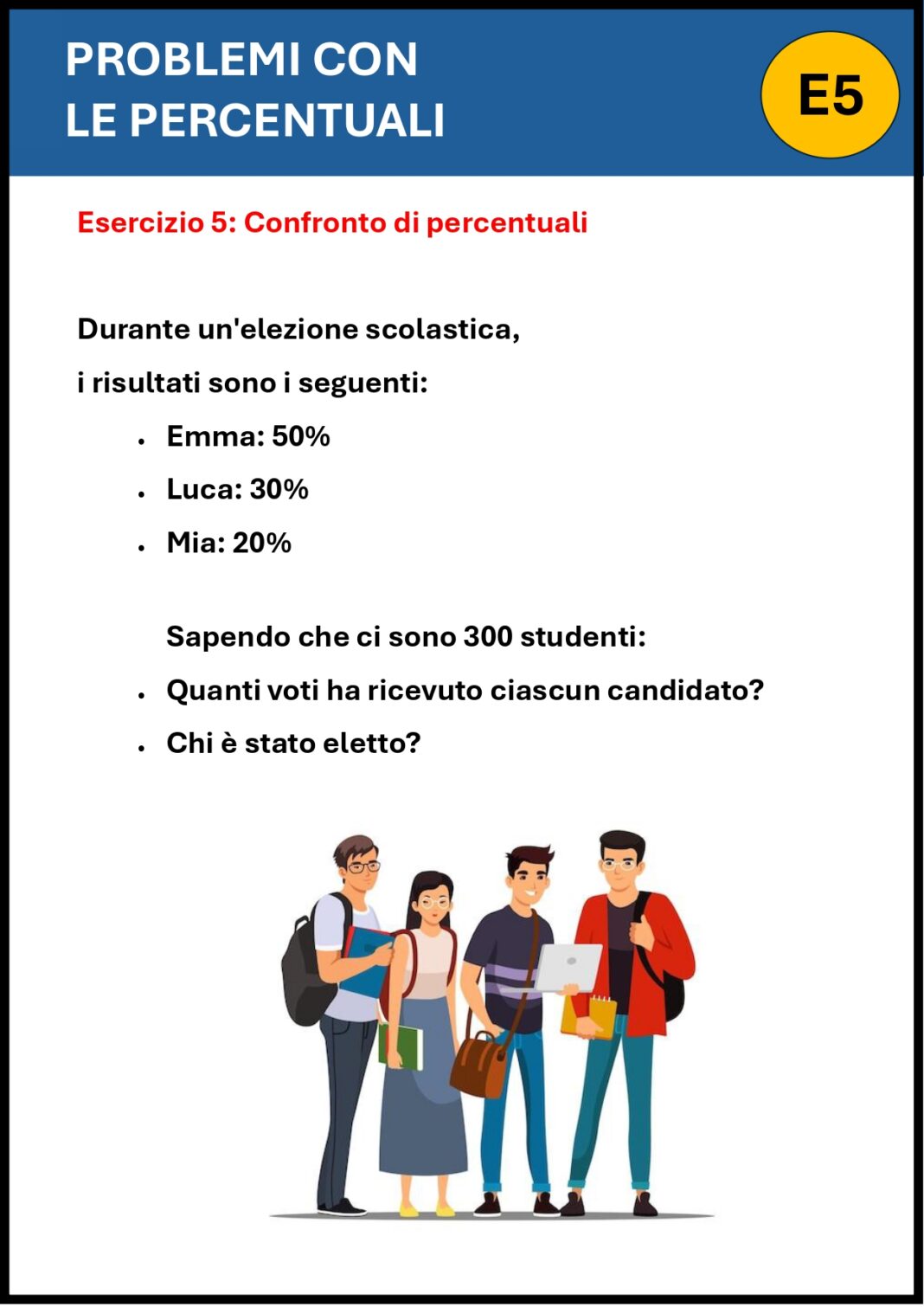 Esercizi sulle Percentuali da stampare (PDF)
