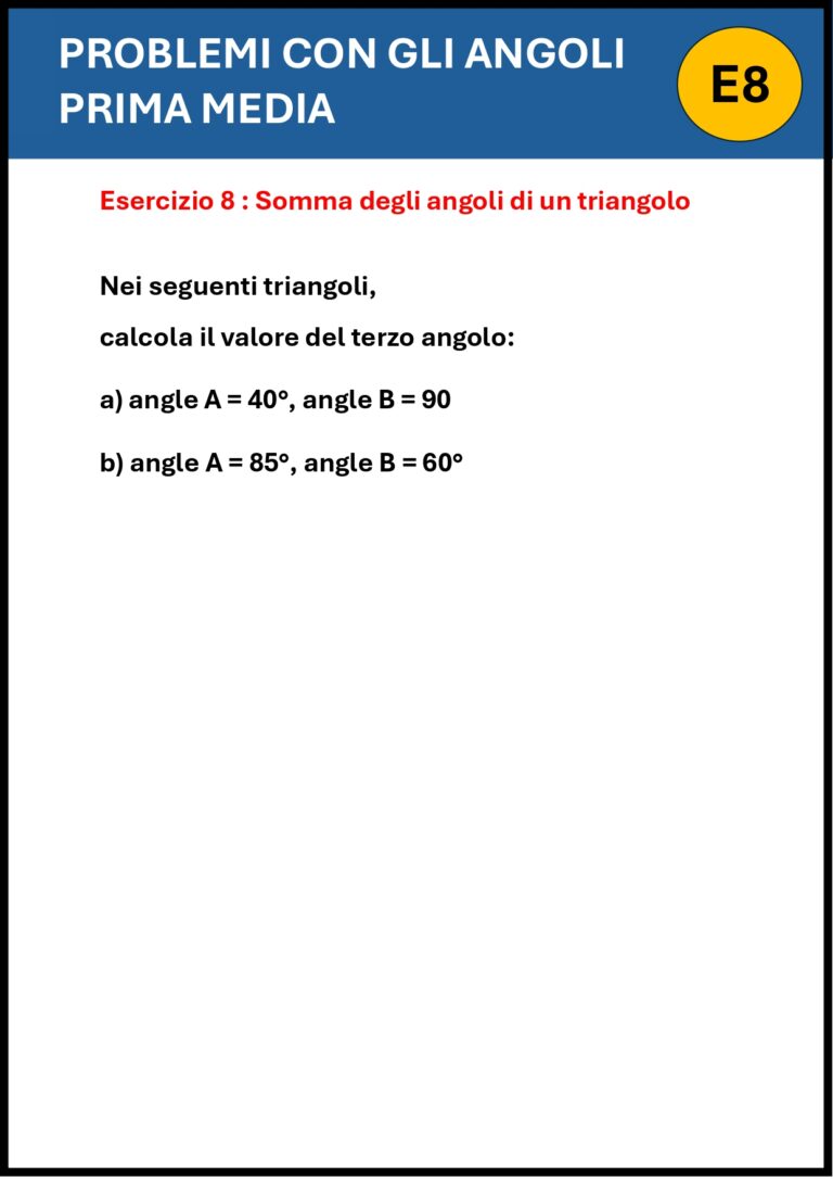 Problemi con gli Angoli Prima Media PDF da stampare