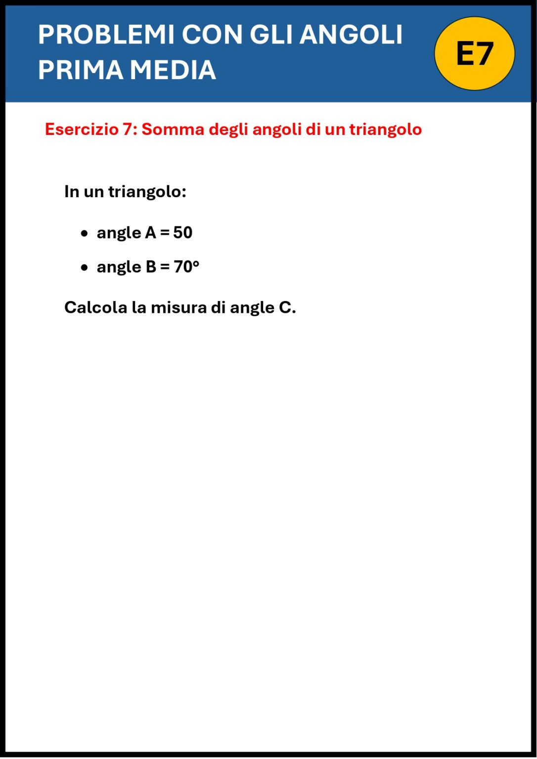 Problemi con gli Angoli Prima Media PDF da stampare