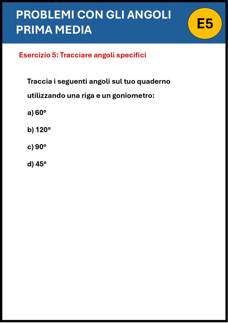 Problemi con gli Angoli Prima Media PDF da stampare