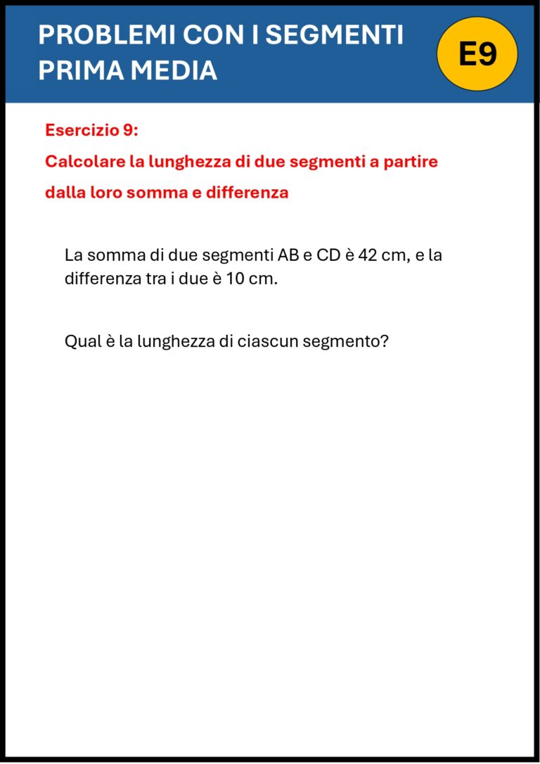 Problemi sui Segmenti Prima Media con Soluzioni (PDF)