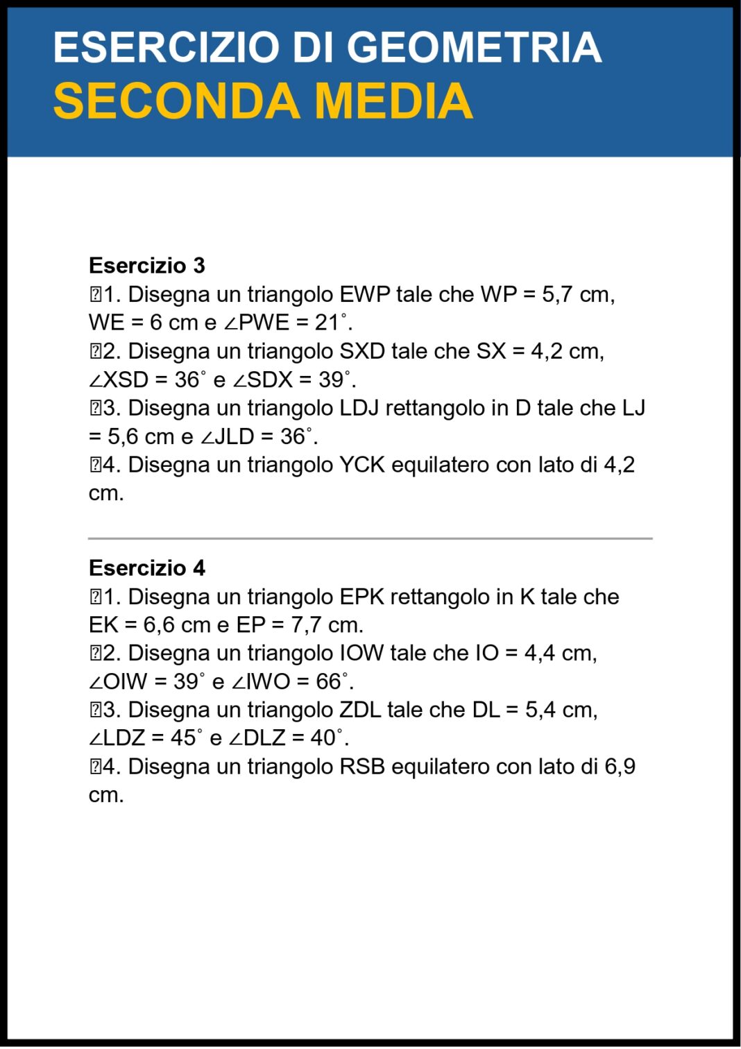 Problemi Geometria Seconda Media con Soluzioni (PDF)