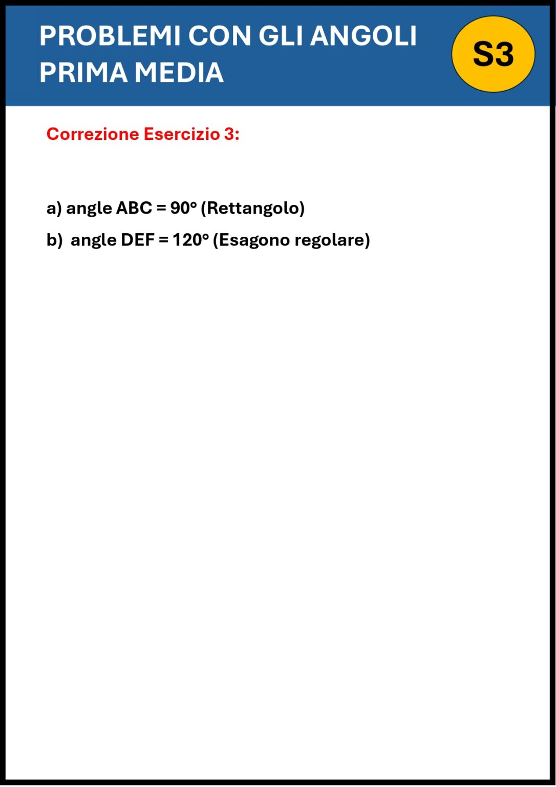 Problemi con gli Angoli Prima Media PDF da stampare