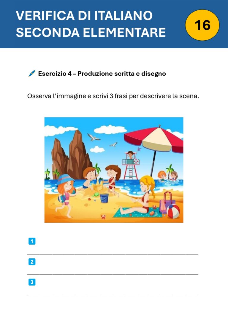 Verifica Italiano Seconda Elementare da stampare (PDF)