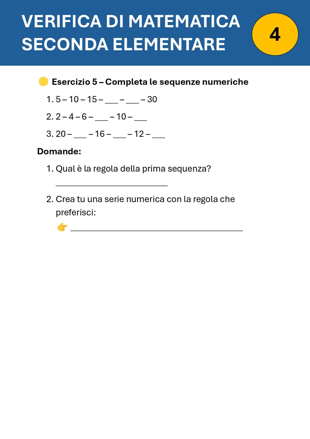 Verifica Matematica Seconda Elementare PDF