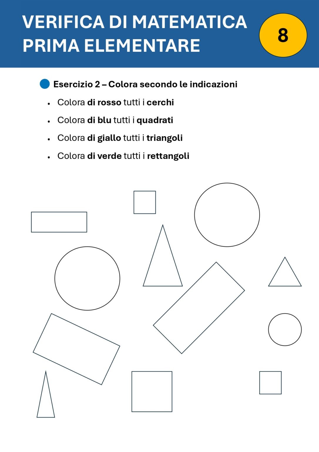 Verifiche di Matematica Prima Elementare da stampare (PDF)
