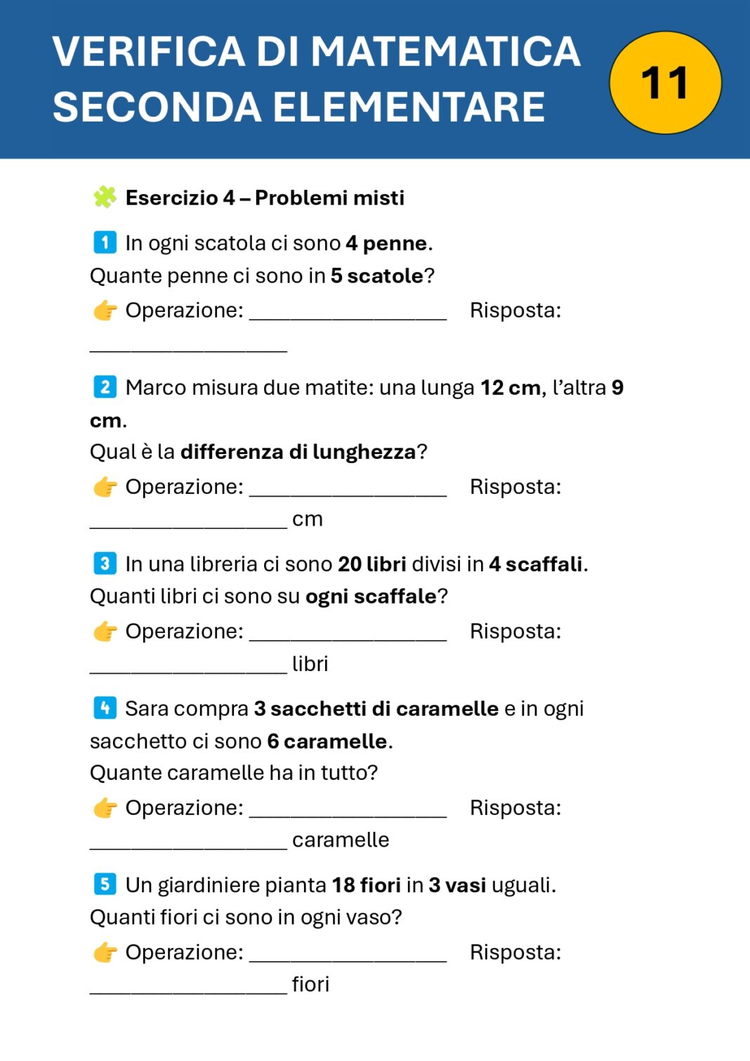 Verifica Matematica Seconda Elementare PDF