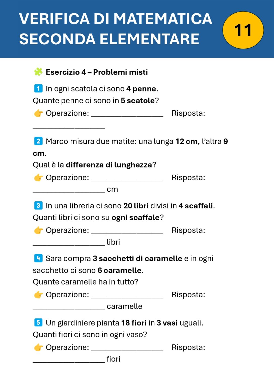 Verifica Matematica Seconda Elementare PDF