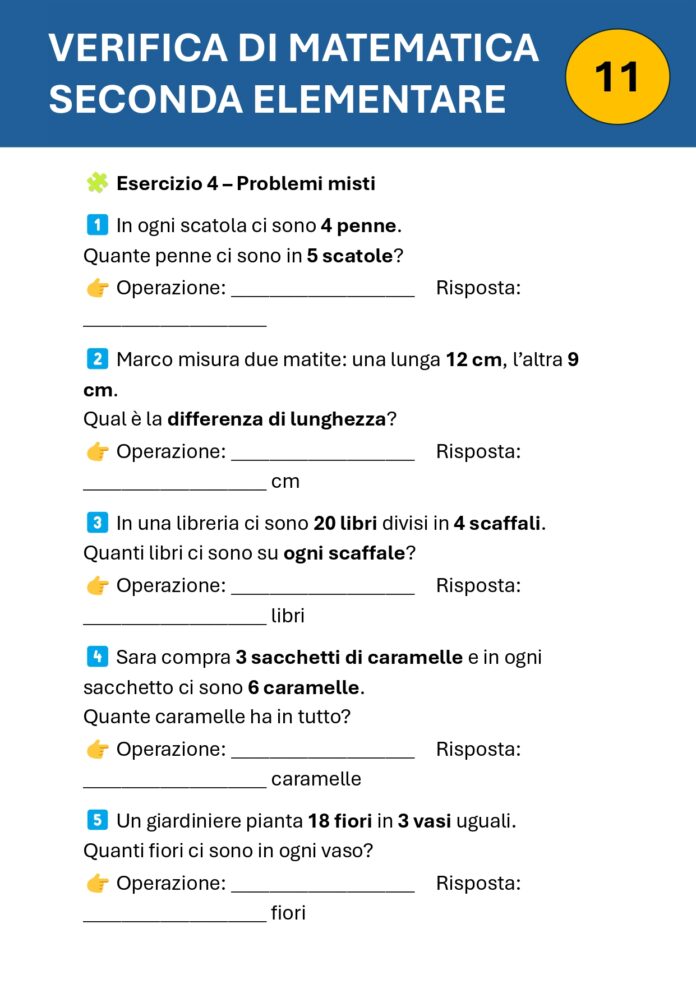 Verifica Matematica Seconda Elementare PDF