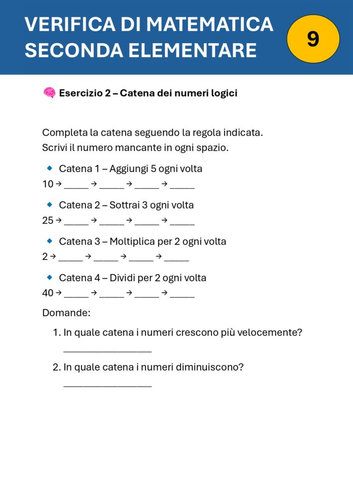 Verifica Matematica Seconda Elementare PDF